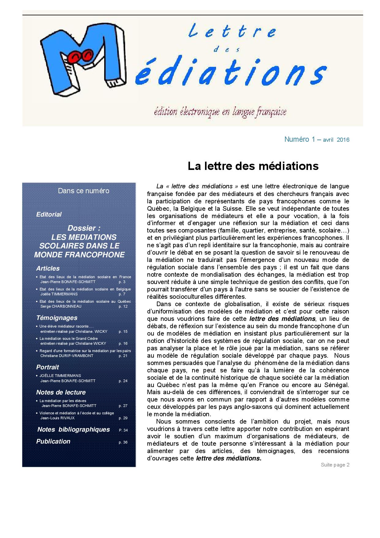 Revue des Médiations (archives) | Lettre des Médiations